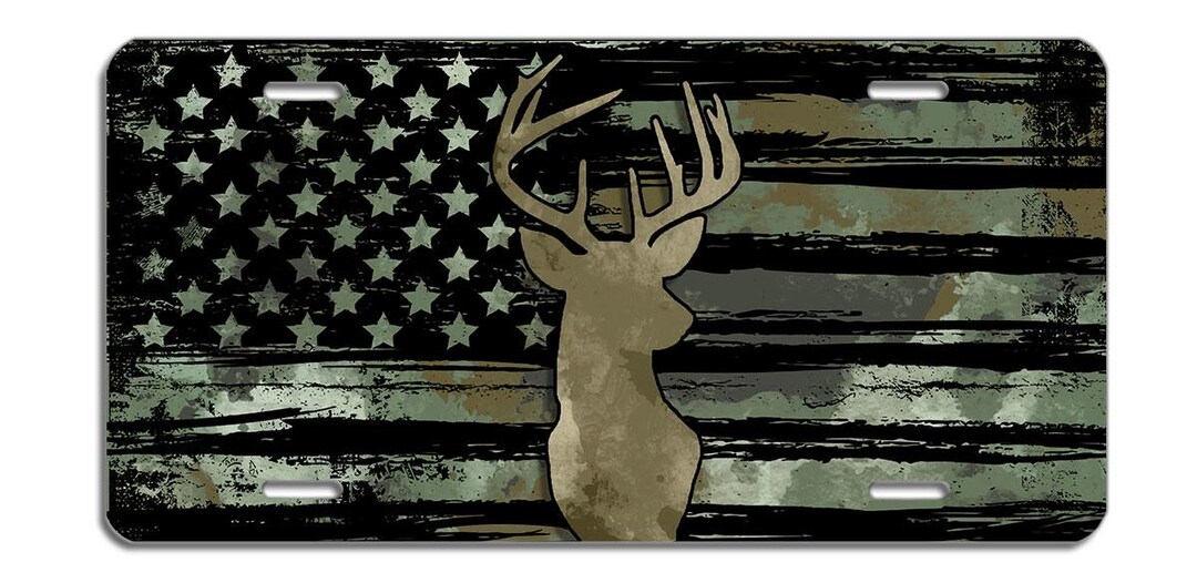 Deer Buck American Flag License Plate Aluminum 6"x12" Front Tag - Etsy