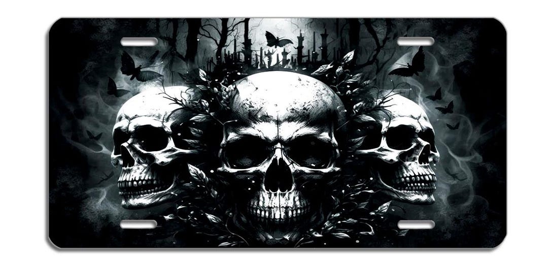 Skulls License Plate Aluminum 6
