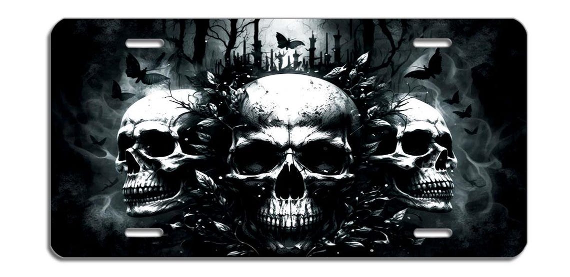 Skulls License Plate Aluminum 6"x12" Front Tag - Etsy
