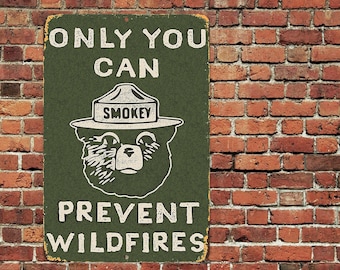 Smokey the Bear Only You Can Prevent Wildfires Retro Vintage Tin Sign ...