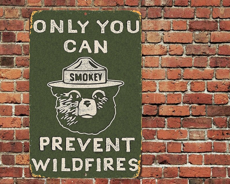 Only You Can Prevent Wildfires Sign Metal Aluminum 8x12 Smokey the Bear ...