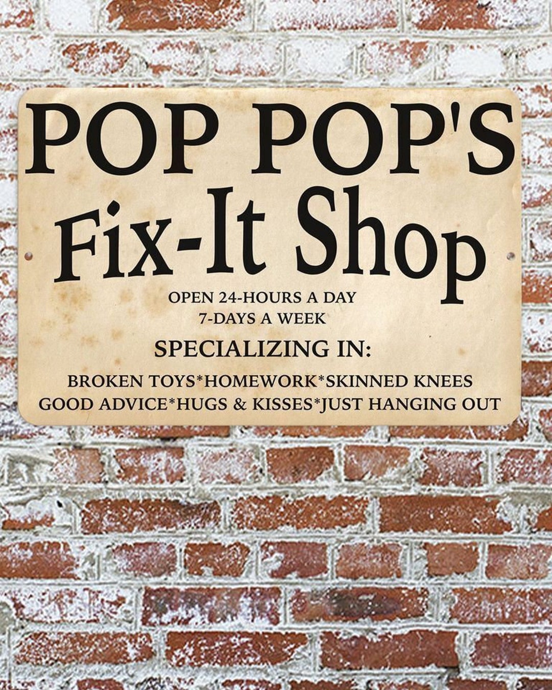 Pop Pop's Fix It Shop Sign Metal Aluminum 8"x12" Garage Man Cave - Etsy