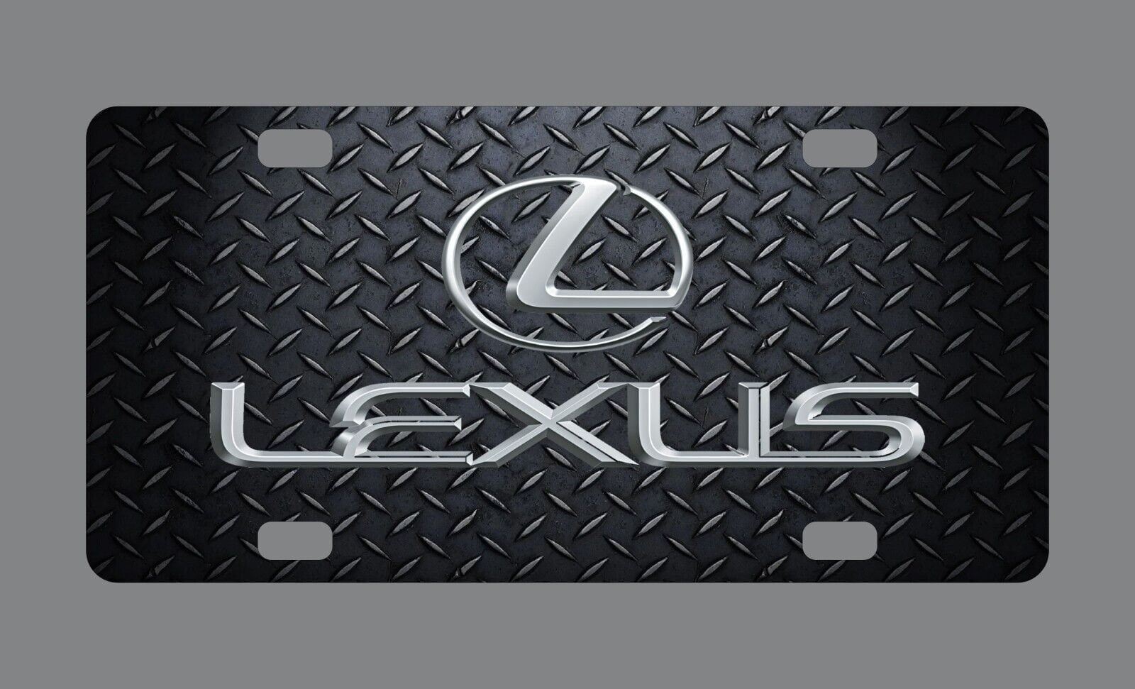 Lexus Emblem License Plate Black Diamond Plate Design Aluminum 6x12 ...