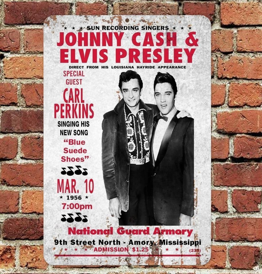 Johnny Cash Elvis Presley Concert Sign Aluminum Metal 8"x12" Garage Man ...