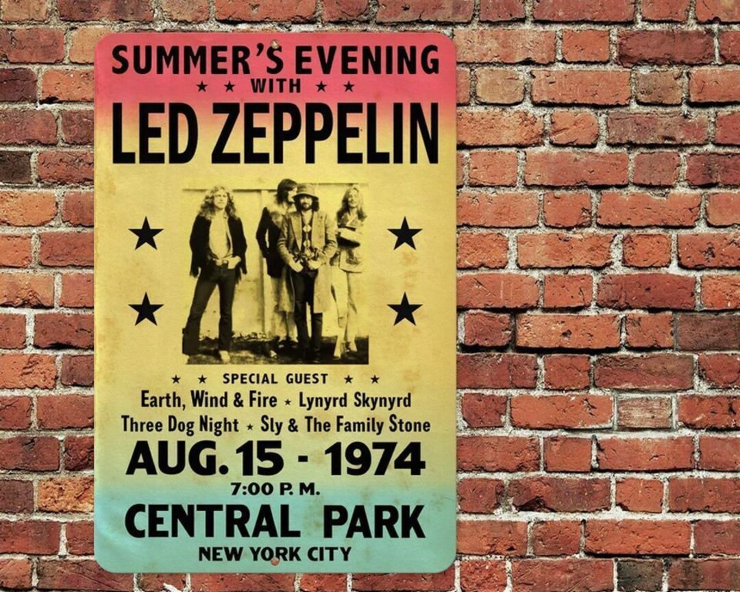 Led Zeppelin Central Park Concert Sign Metal Aluminum 8"x12" - Etsy