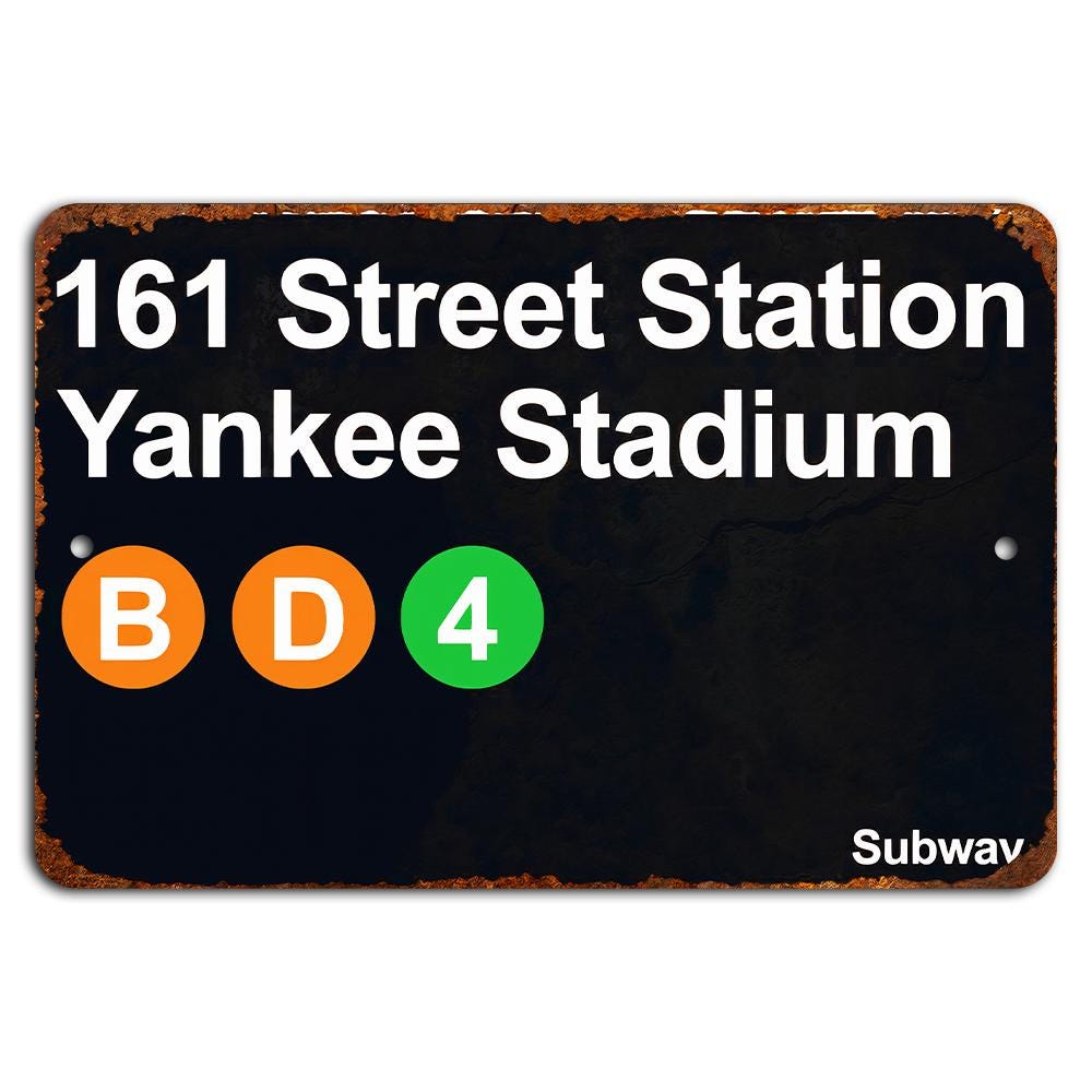 NYC Subway Yankee Stadium Sign Plaque Aluminum Metal 8"x12" - Etsy