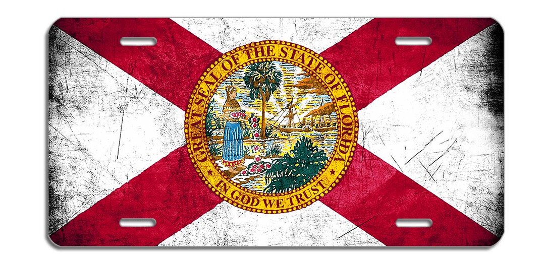 Florida Flag License Plate Aluminum 6"x12" Front Tag - Etsy