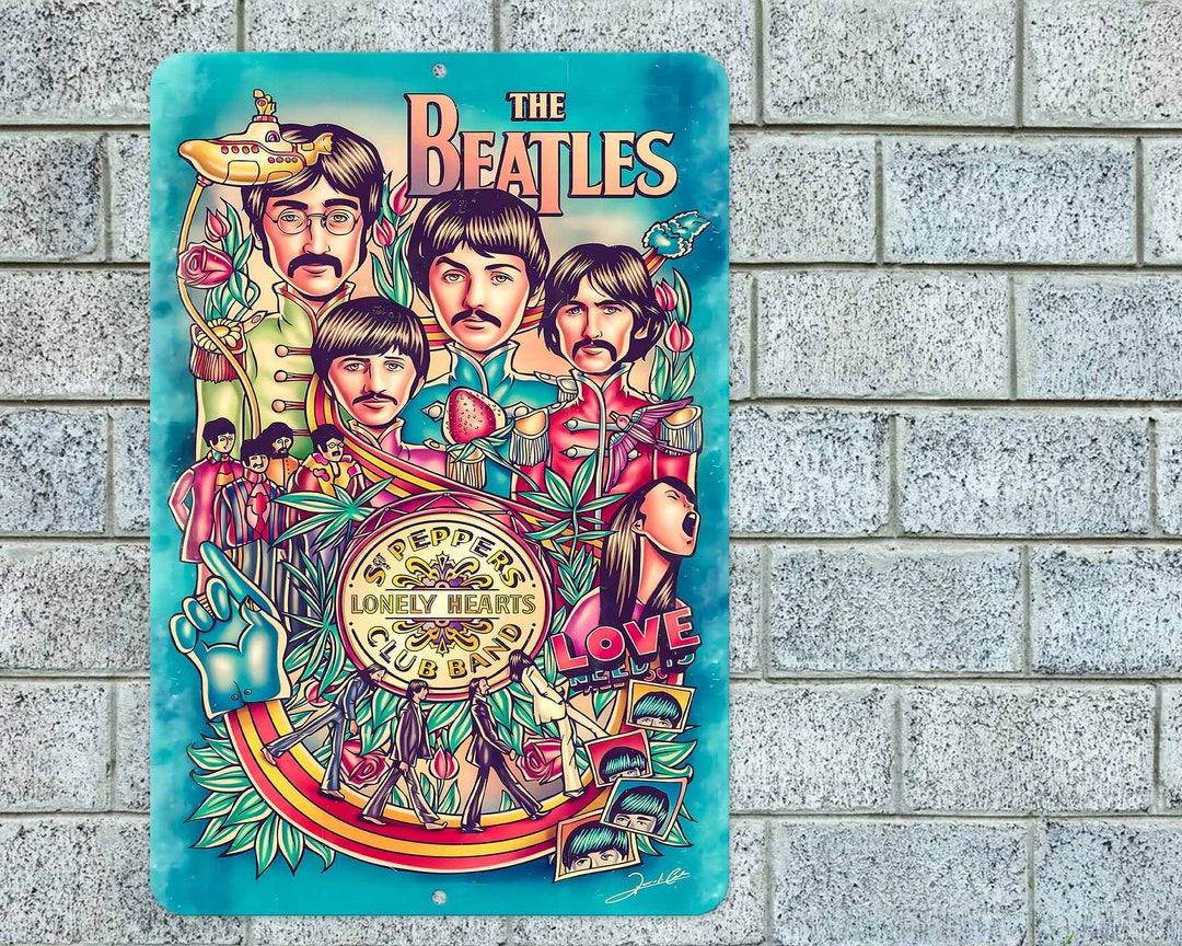 The Beatles Pepper Metal Aluminum Sign 8"x12" Retro Music Classic Rock ...