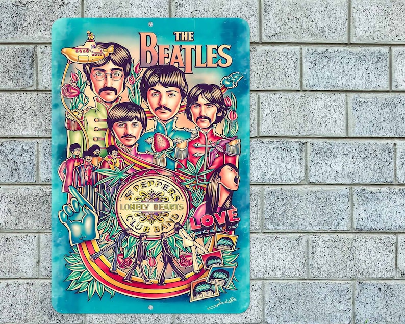 The Beatles Pepper Metal Aluminum Sign 8"x12" Retro Music Classic Rock ...