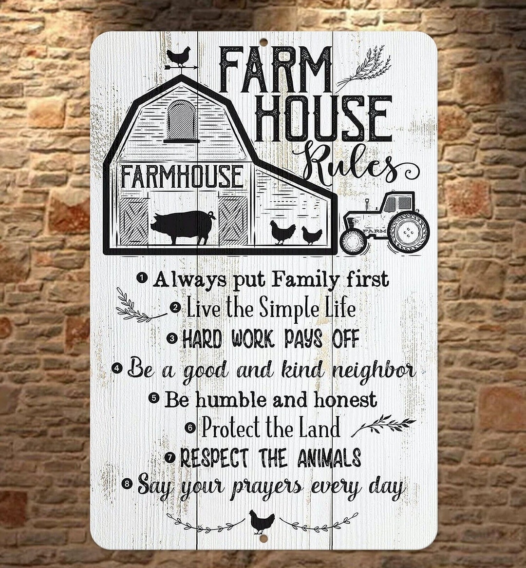 Farm House Rules Sign Metal Aluminum 8"x12" - Etsy