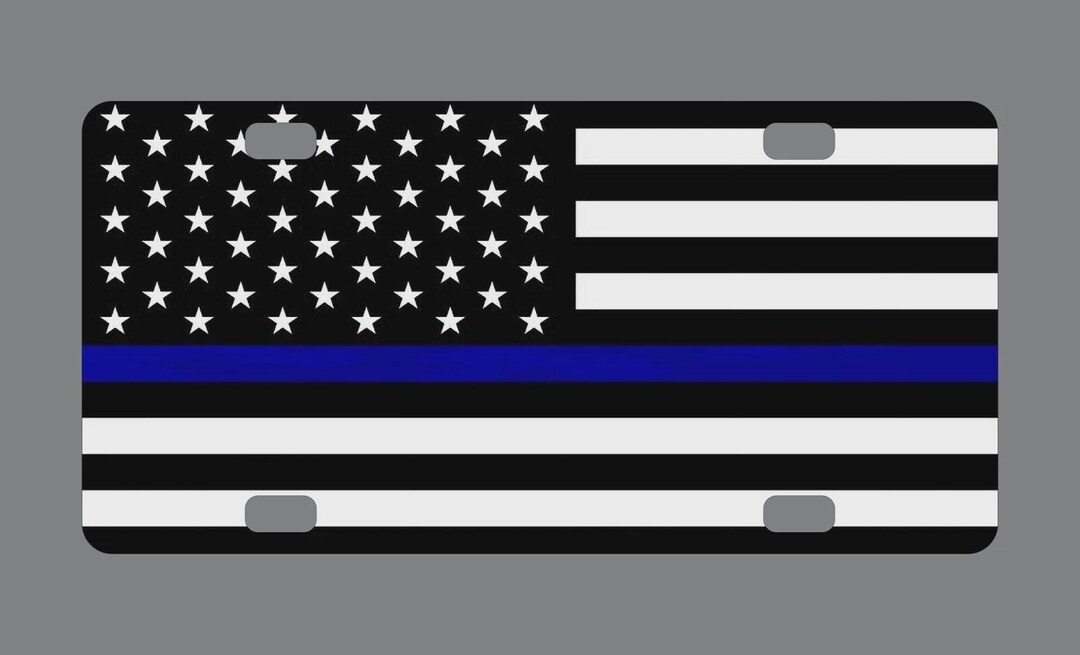 Thin Blue Line American Flag License Plate Police Cop Aluminum 6"x12 ...