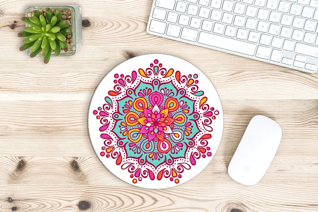Mandala Mouse Pad 7.5" Round Non Slip Rubber Bottom Computer Laptop ...