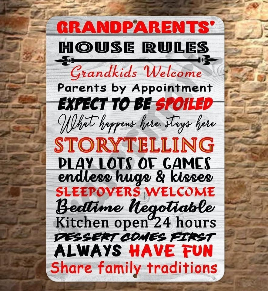 Grandparents House Rules Sign Metal Aluminum 8"x12" - Etsy