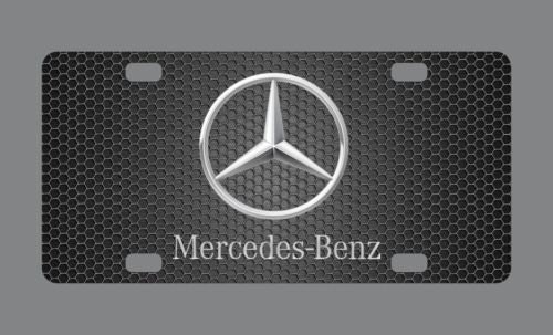 Mercedes Benz Emblem License Plate Black Mesh Design Aluminum 6"x12 ...