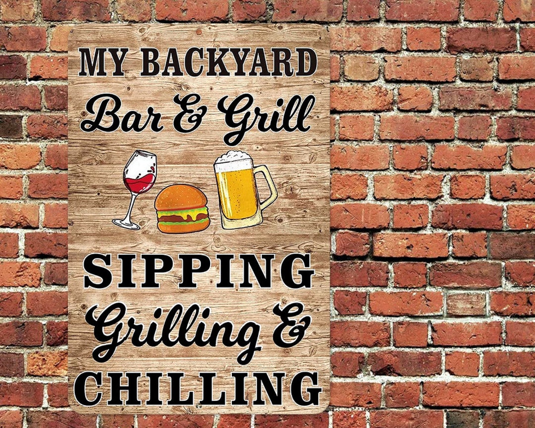 Backyard Bar & Grill Sign Aluminum Metal 8"x12" - Etsy