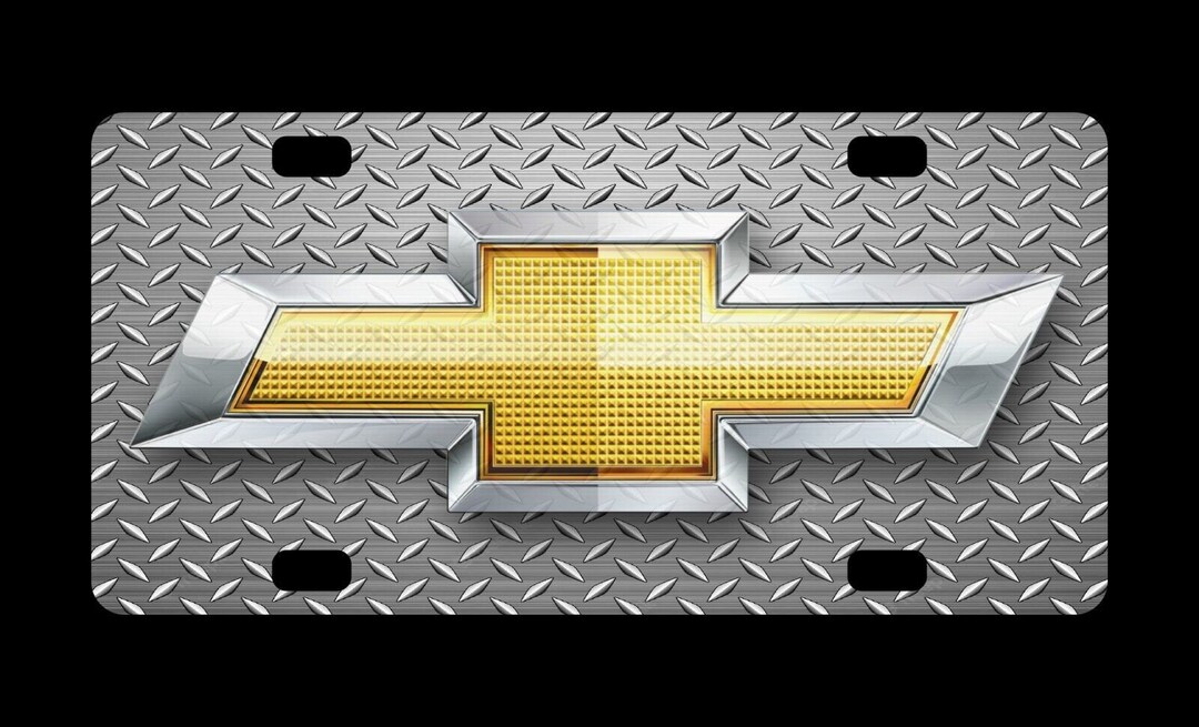 Chevy Chevrolet Emblem License Plate Chrome Diamond Plate Design ...