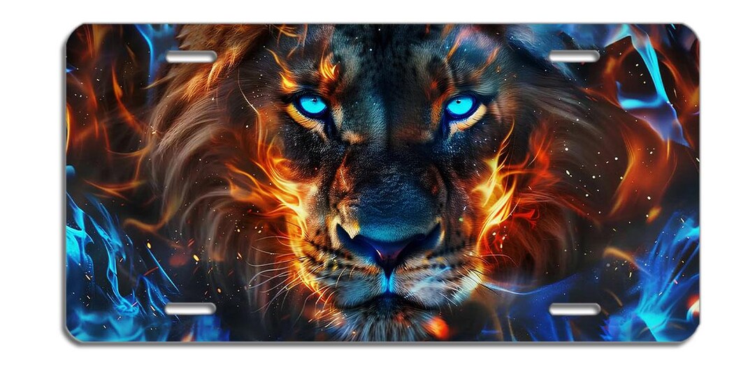 Lion Face License Plate Aluminum 6"x12" Front Tag - Etsy