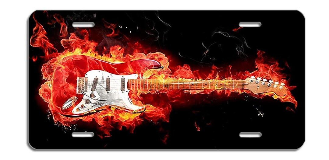 Guitar Flame License Plate Aluminum 6"x12" Front Tag - Etsy