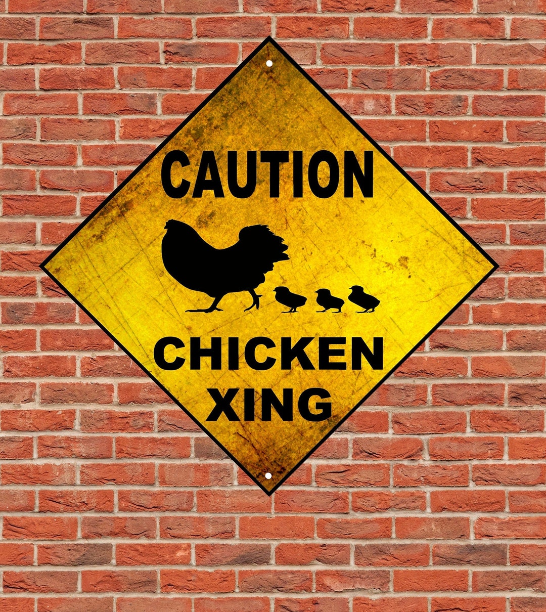 Caution Chicken Xing 12x12 Warning Sign Diamond Shape Metal Aluminum ...