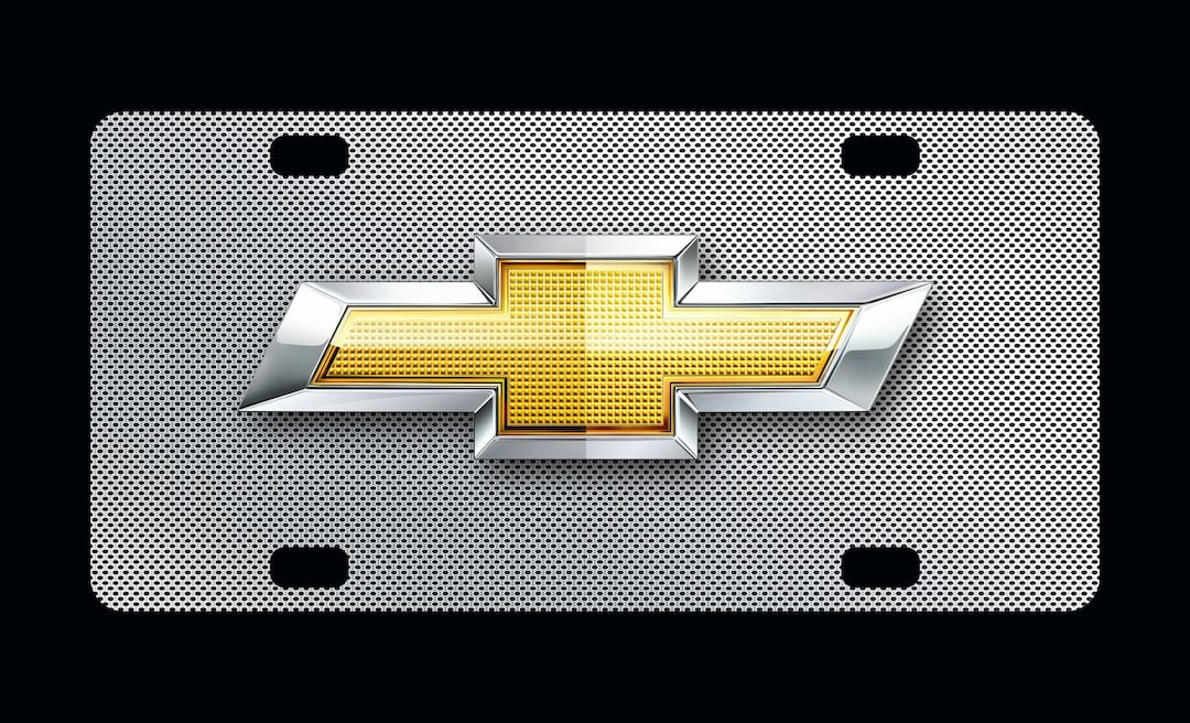 Chevy Chevrolet Emblem License Plate Silver Chrome Mesh Design Aluminum ...