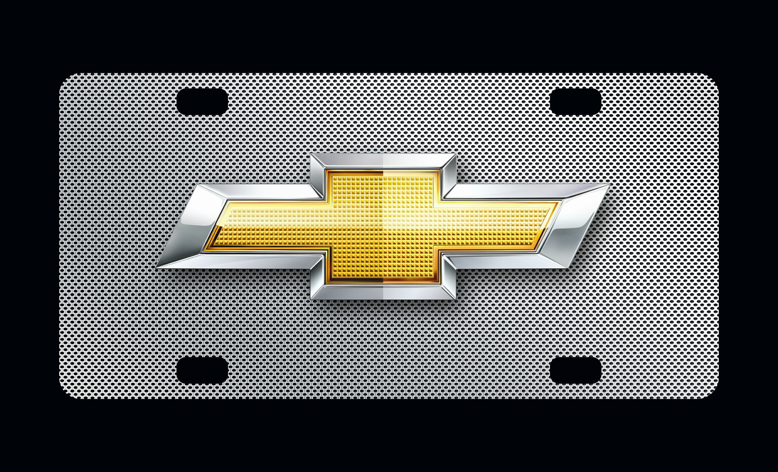 Chevy Chevrolet Emblem License Plate Silver Chrome Mesh Design Aluminum ...