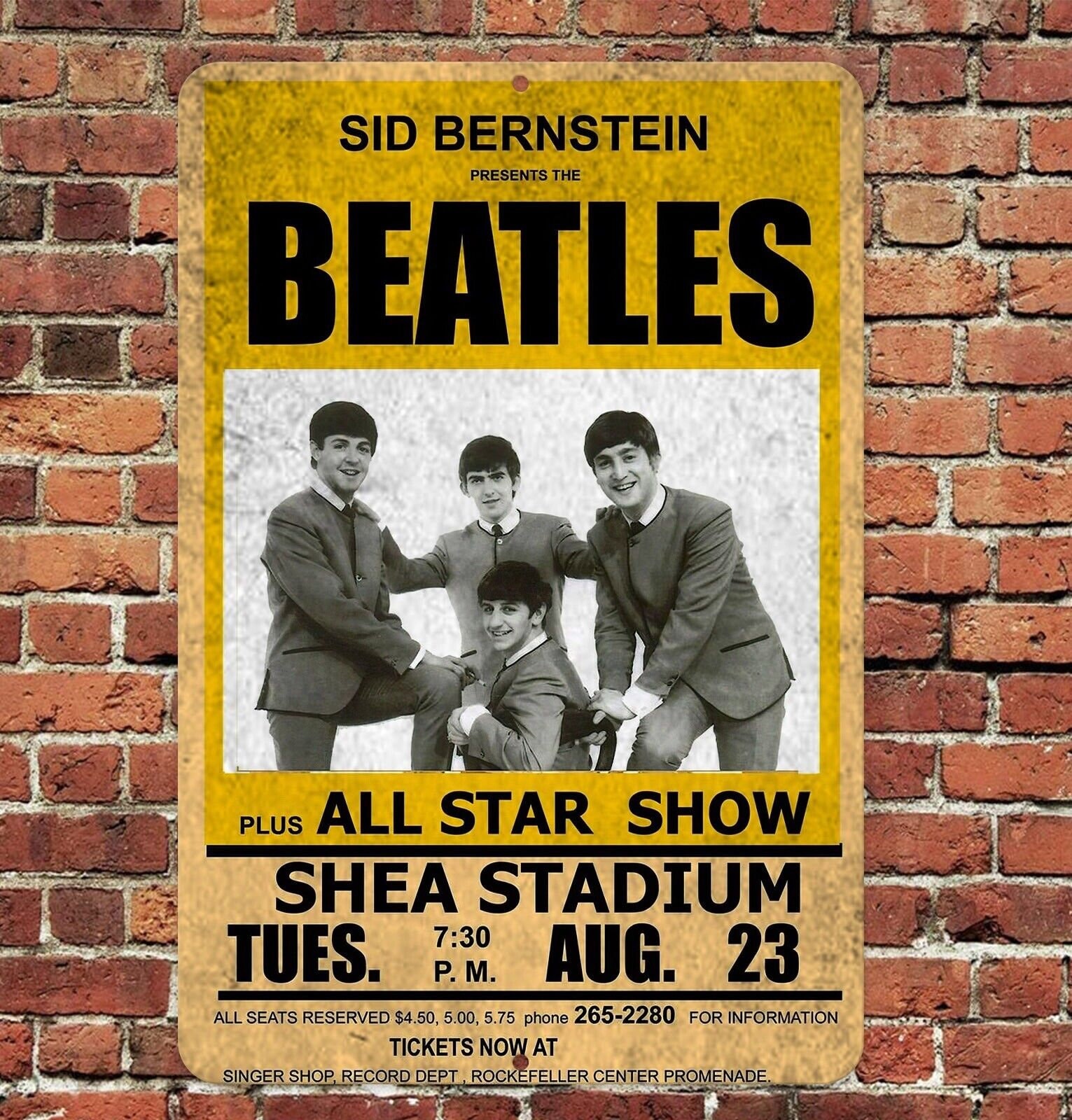 The Beatles at Shea Stadium Sign 8x12 Metal Aluminum Vintage Man Cave ...
