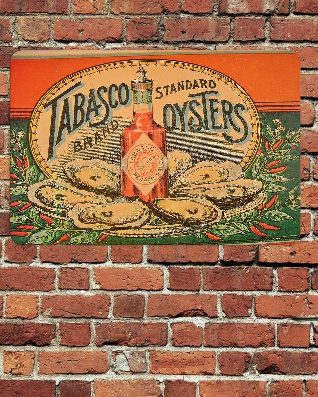 Tabasco Brand Standard Oysters Sign Aluminum Metal 8x12 Retro Aged ...