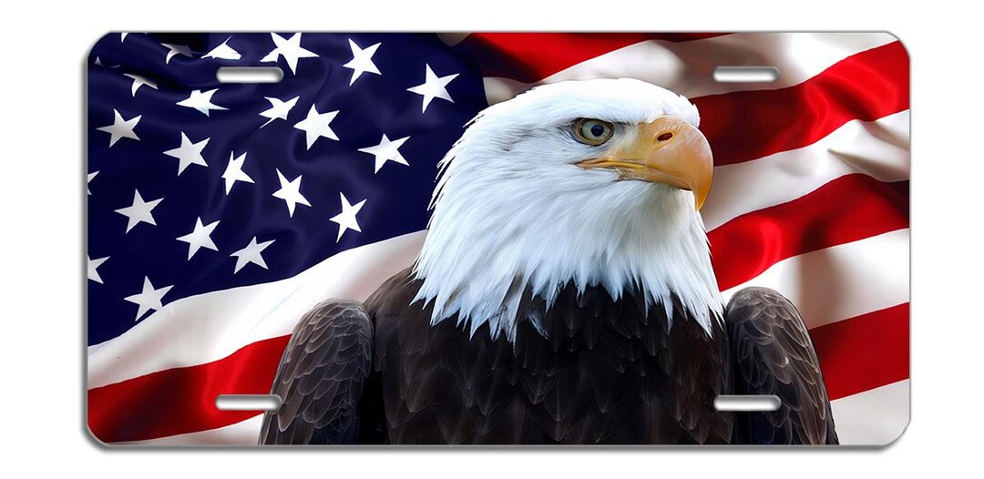 Bald Eagle American Flag License Plate Aluminum 6"x12" Front Tag - Etsy