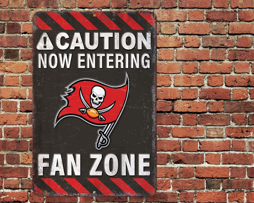 Caution Now Entering Tampa Bucs Fan Zone Sign Metal Aluminum 8"x12" BBQ ...