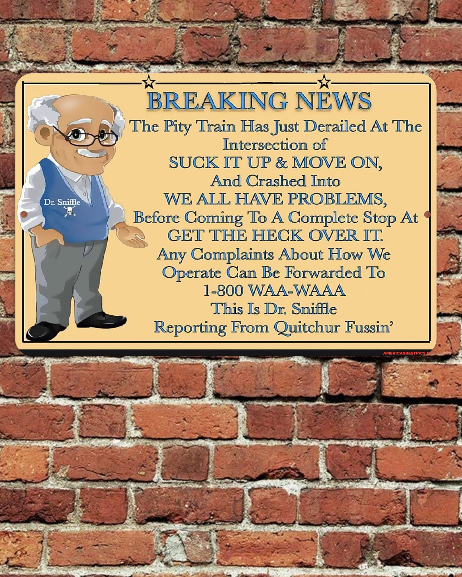 Breaking News Pity Train Derailed Sign 8”x12” Metal Aluminum Funny ...