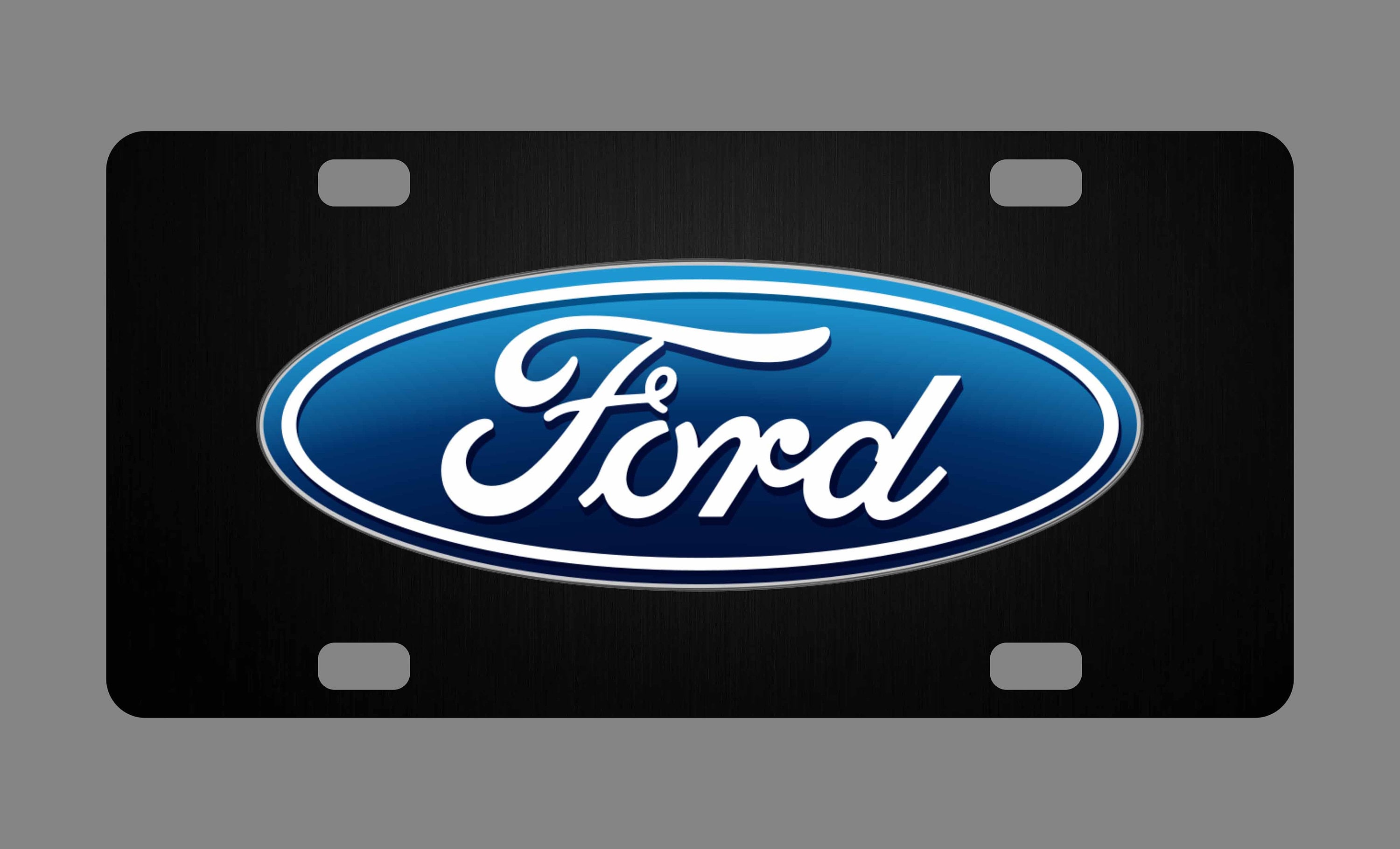 Ford Emblem License Plate Black Metal Design Aluminum 6x12 Front Vanity ...