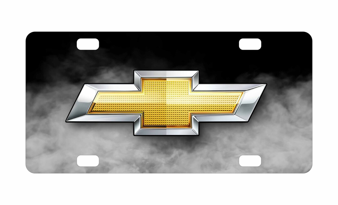 Chevy Chevrolet Emblem Logo License Plate Aluminum 6"x12" Front Black ...