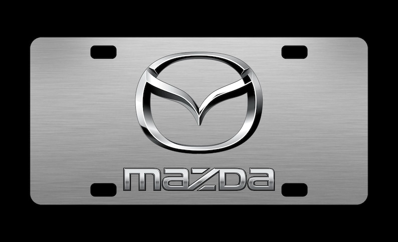 Mazda Emblem License Plate Brushed Silver Chrome Design Aluminum 6"x12 ...