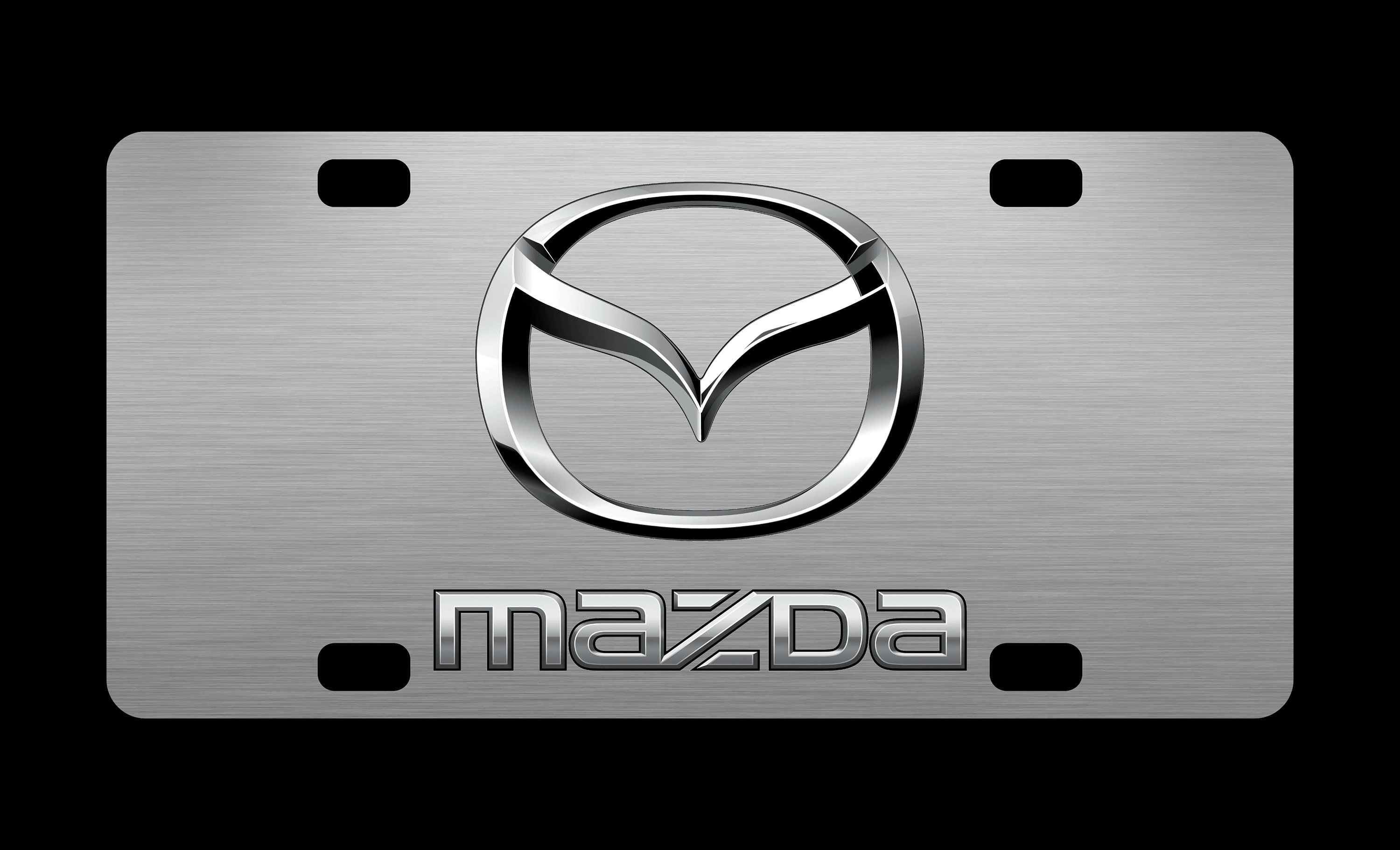Mazda Emblem License Plate Brushed Silver Chrome Design Aluminum 6x12 ...