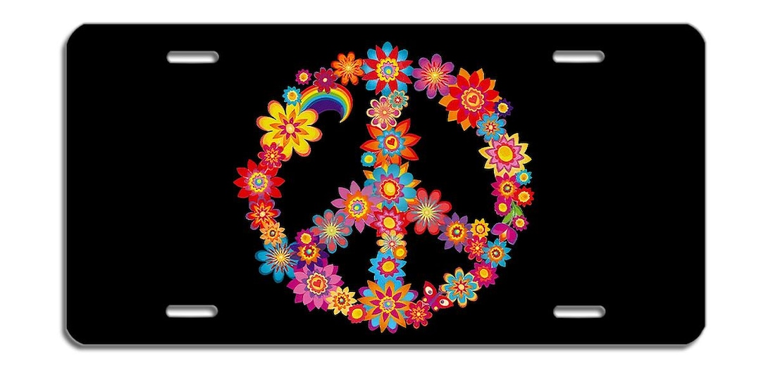 Flower Peace Sign License Plate Aluminum 6"x12" Front Tag - Etsy