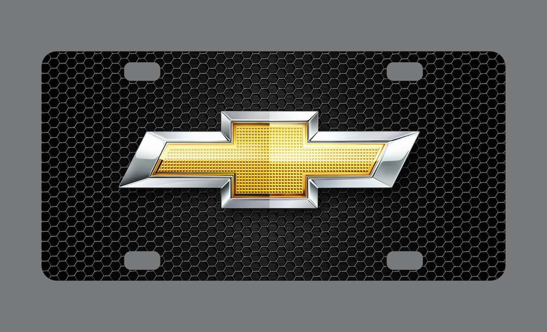 Chevy Chevrolet Emblem License Plate Black Mesh Design Aluminum 6"x12 ...