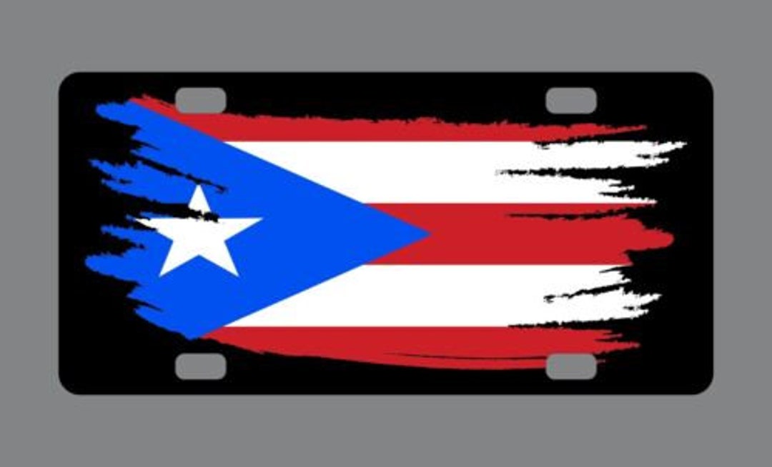 Puerto Rico Flag License Plate Black Design Aluminum 6"x12" Front ...