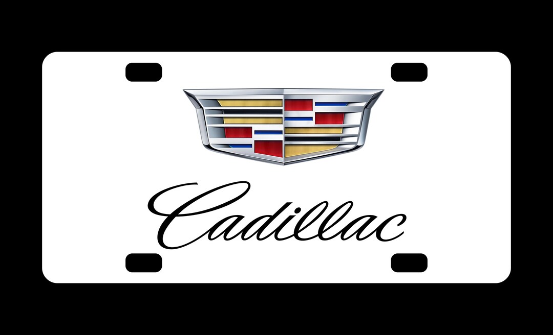 CADILLAC Solid WHITE Background Design Aluminum License Plate Vanity ...