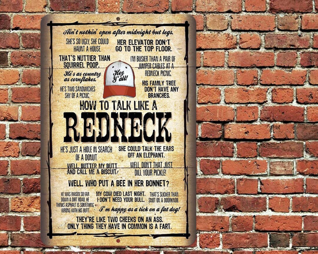 How to Talk Like a Redneck Sign Metal Aluminum 8"x12" Funny - Etsy
