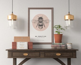 Bee Positive Poster - Etsy