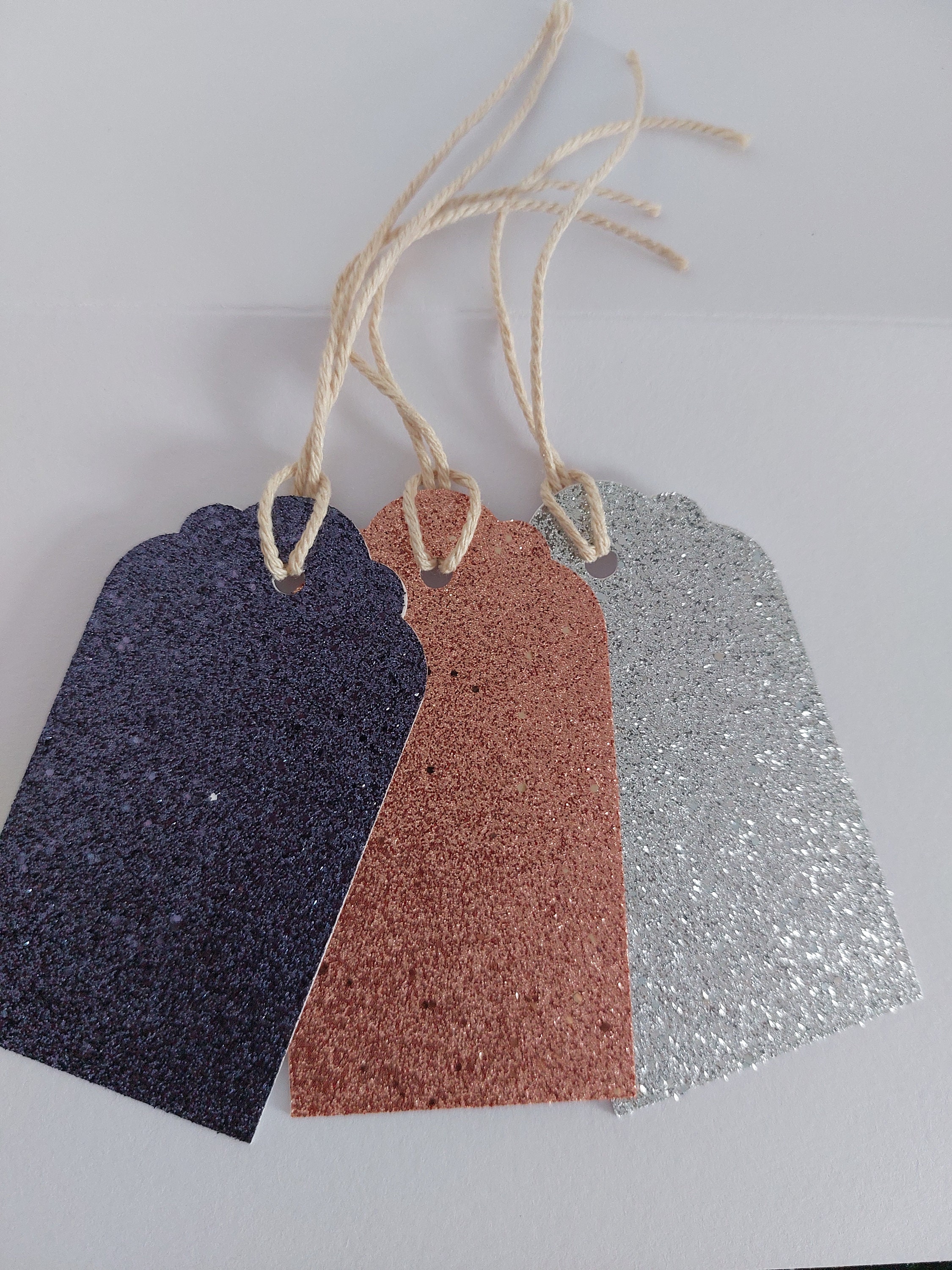 Glitter Christmas Gift Tags: Rose Gold, Silver, Midnight Blue (10 Pack ...