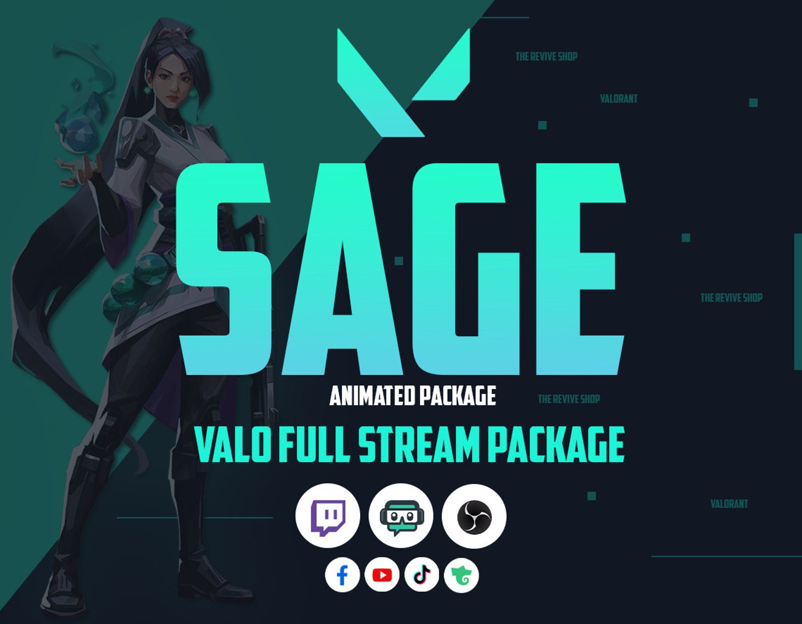 SAGE Valorant Stream Overlays Pack Cute SAGE Animated Stream Overlay ...