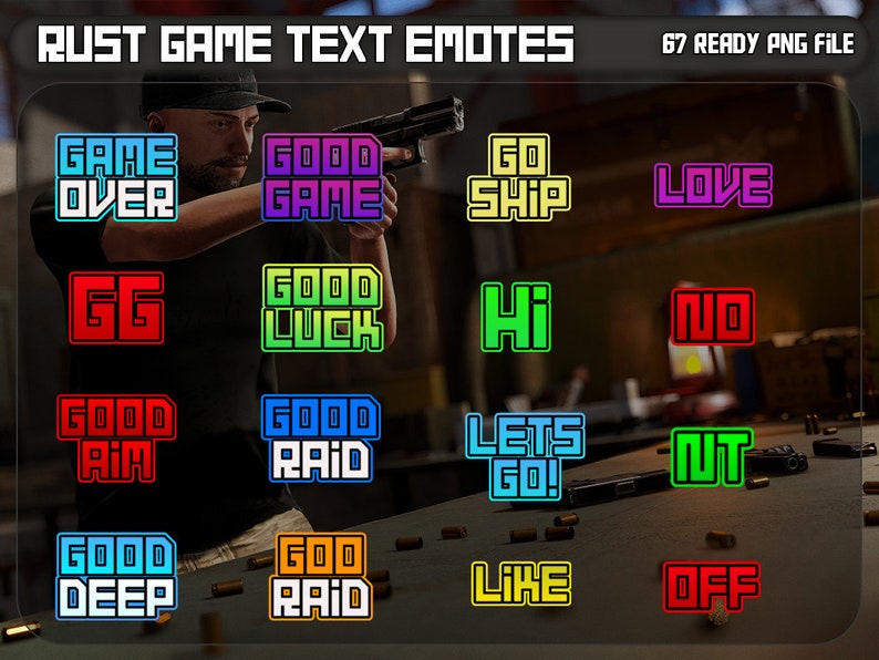 Rust Game 67 Text Emote and Letter, Twitch Text Emotes || Emote Pack ...