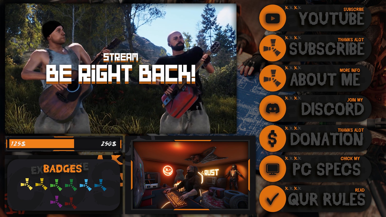 Rust Game Animated Twitch Overlay Package | Rust Discord Gift Pack ...