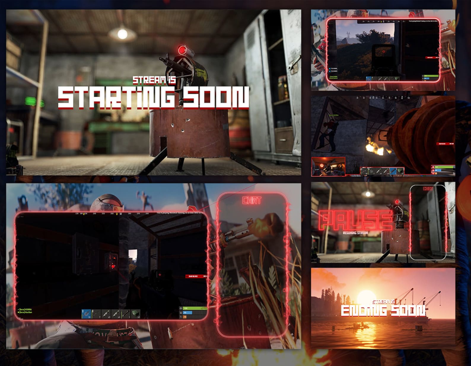 Rust Red Complate Animated Twitch Package | Rust Big Stream Pack Webcam ...