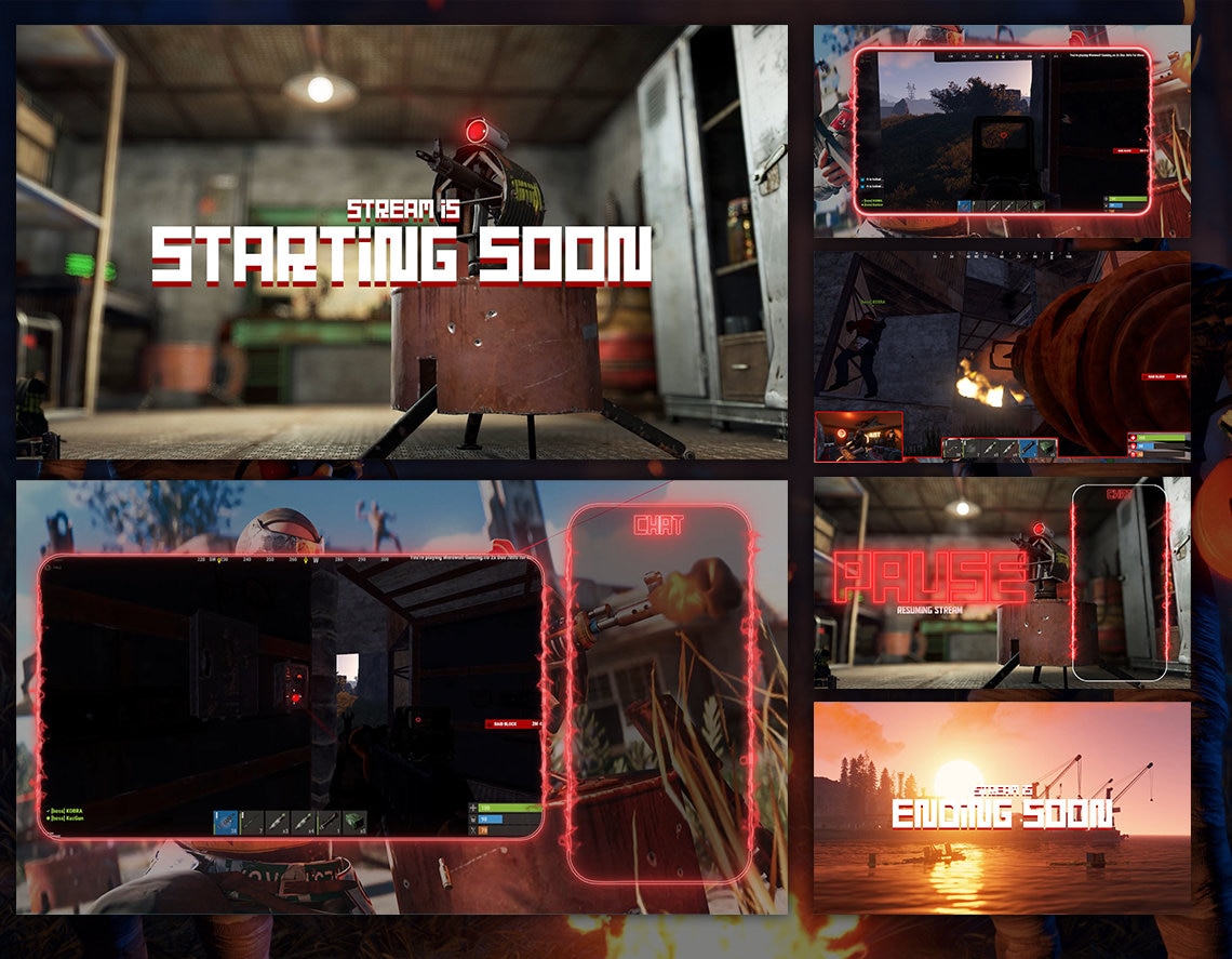 Rust Red Complate Animated Twitch Package | Rust Big Stream Pack Webcam ...