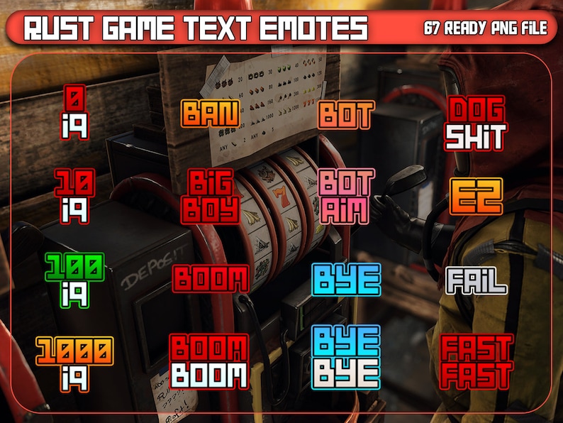 Rust Game 67 Text Emote and Letter, Twitch Text Emotes Emote Pack ...