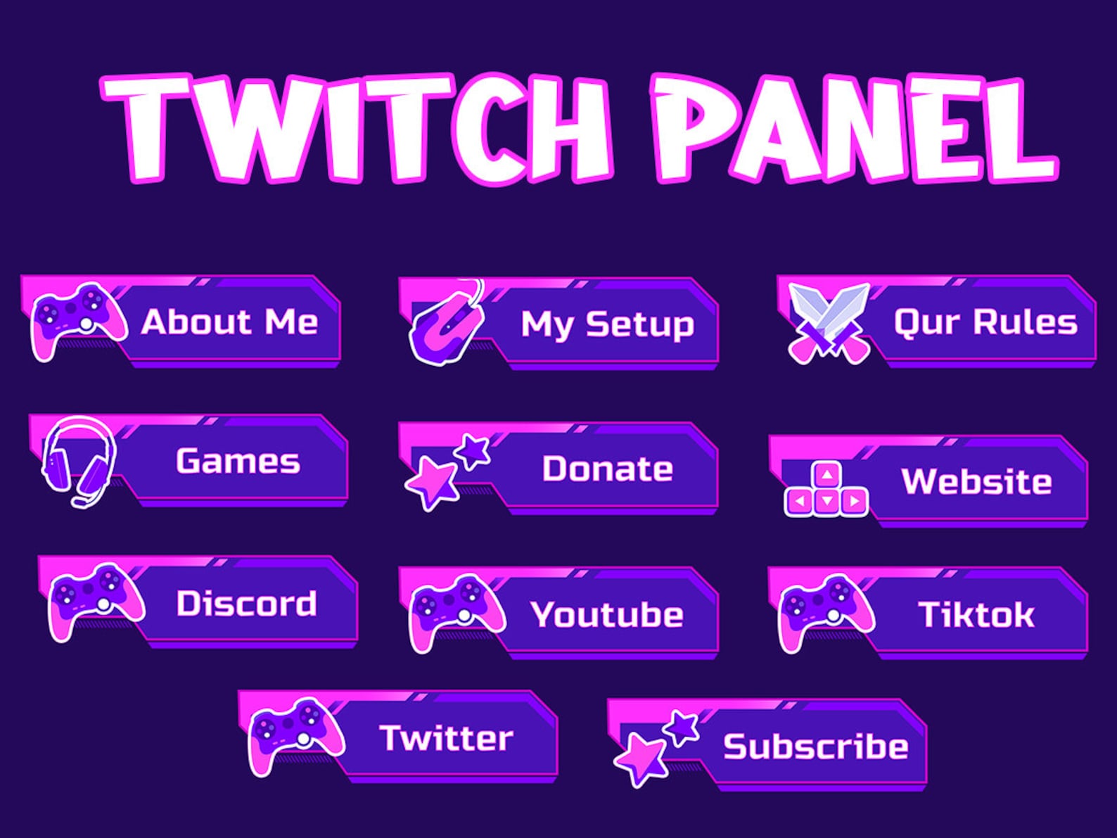 Minimal Twitch Panels - 11x Ready File - Twitch Panel | Twitch, Twitch ...