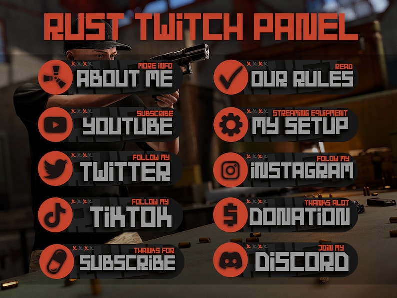 10x Rust Twitch Panels Pack | Rust, Twitch, Twitch Panel, Rust Game ...