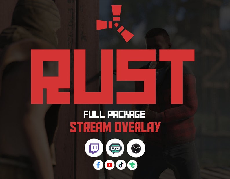 Rust Red Complate Animated Twitch Package | Rust Big Stream Pack Webcam, 4 Type Virtual Camera ...
